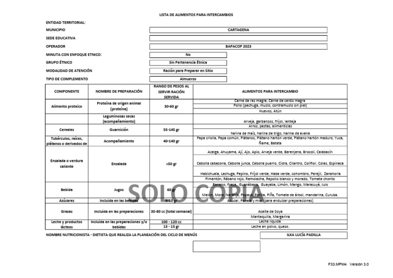 Lista de Intercambios Aps-2023 | PDF