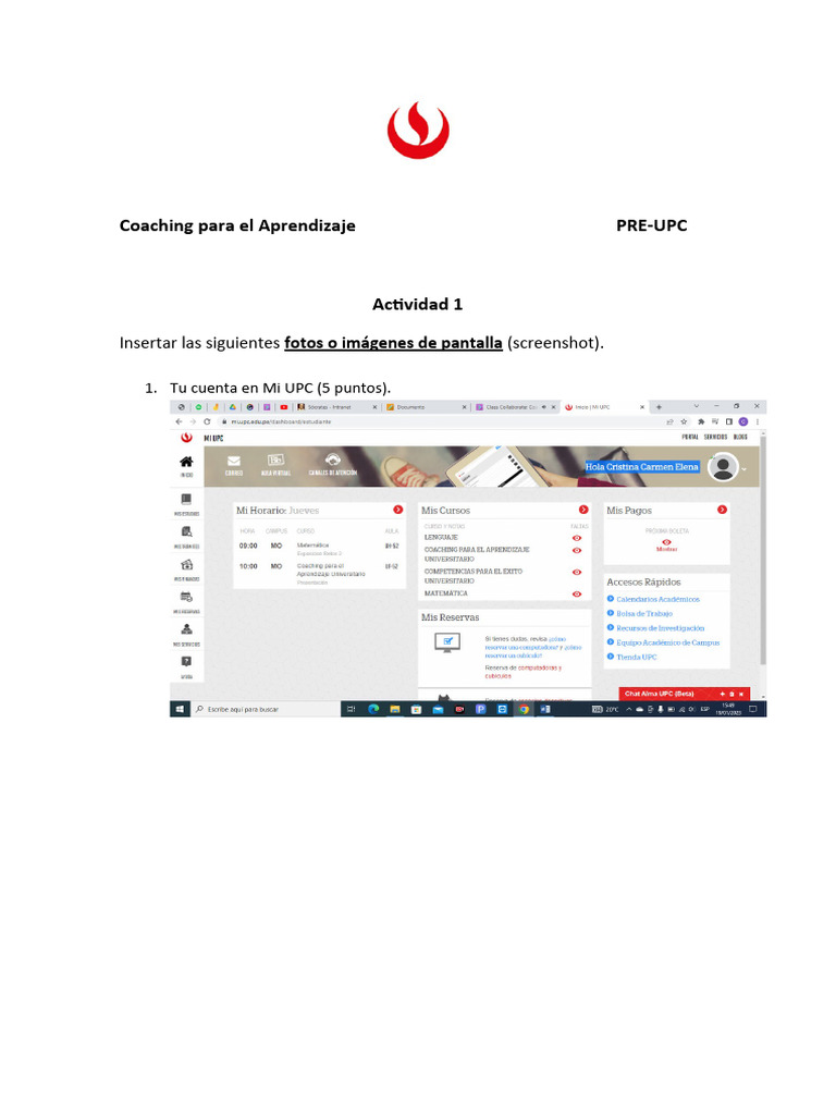 Guía de Actividades para Mi UPC | PDF