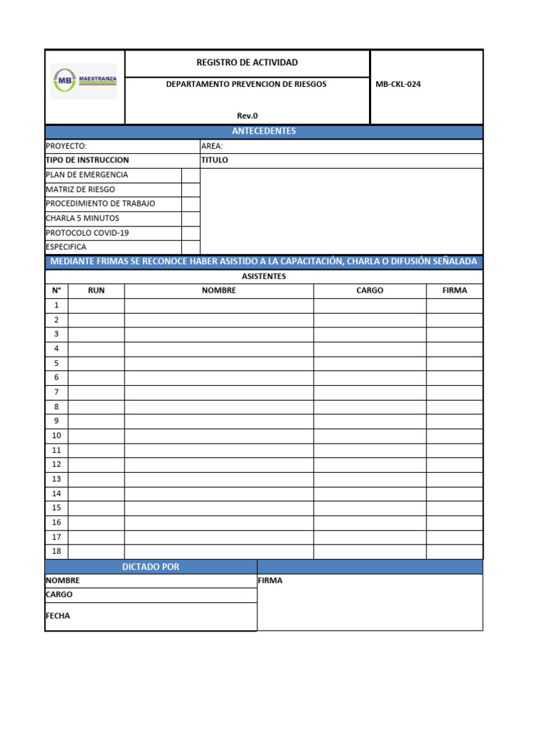 Registro de Actividades de Seguridad Laboral | PDF