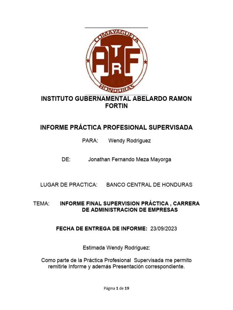 Informe de Practica Profesional-1 | PDF