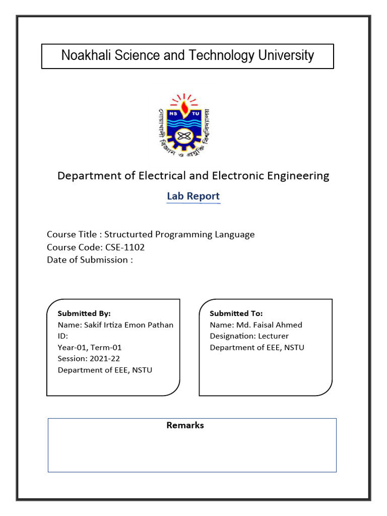 EEE Lab Report Cover Page Template | PDF | Technology & Engineering