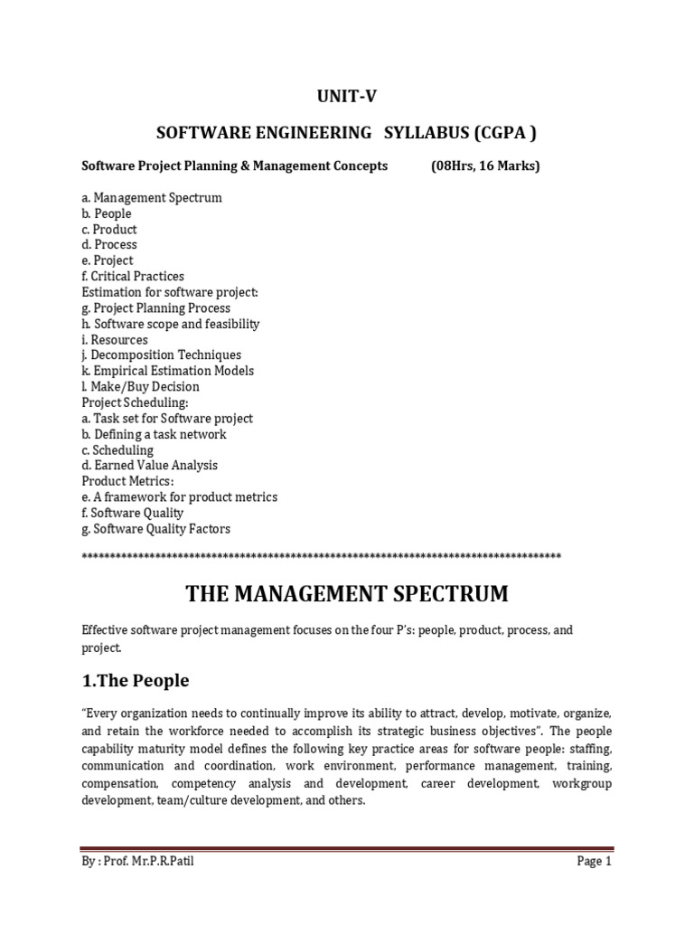 Unit V Notes Se Cgpa Pdf 