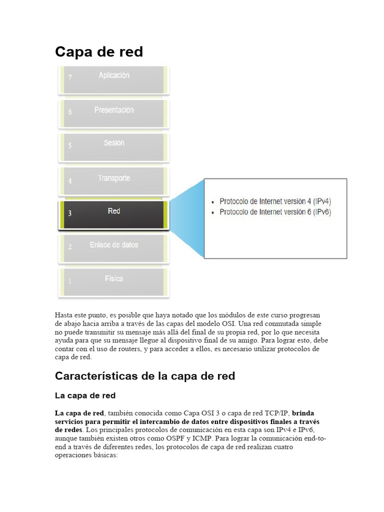 Características y Protocolos de la Capa de Red | PDF
