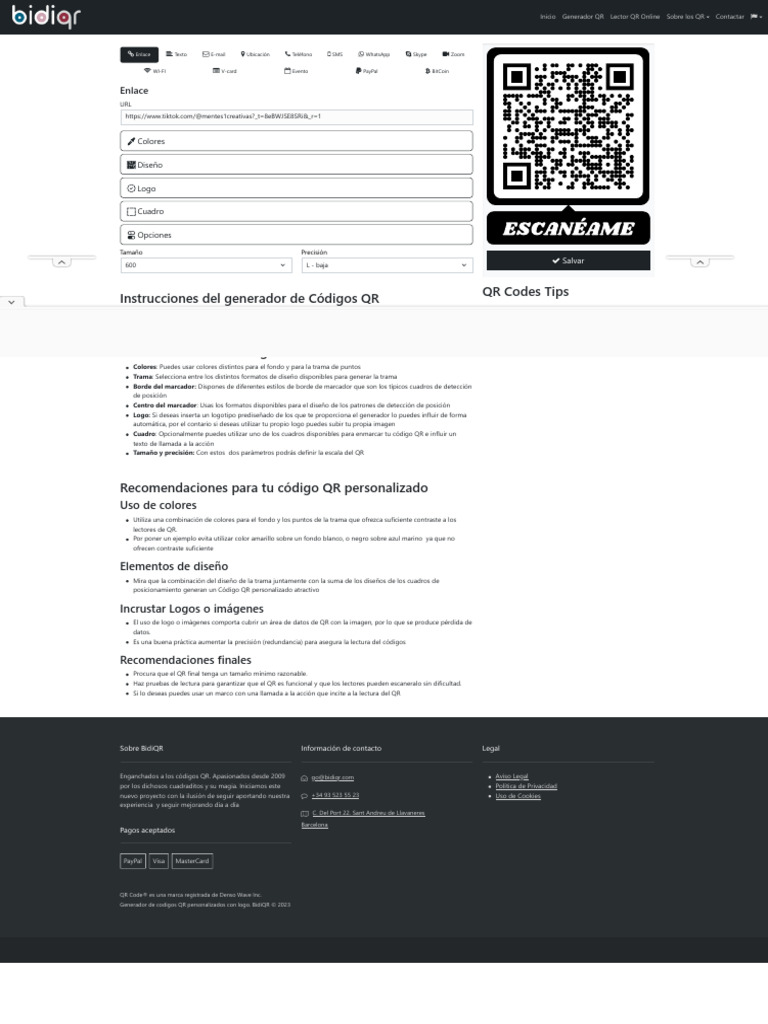 Generador de Codigos QR Personalizados Con Logo. BidiQR | PDF | Código ...