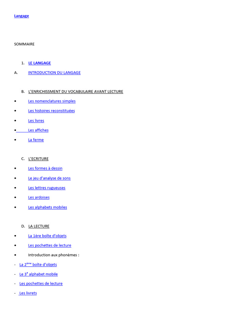 Sommaire: Langage | PDF