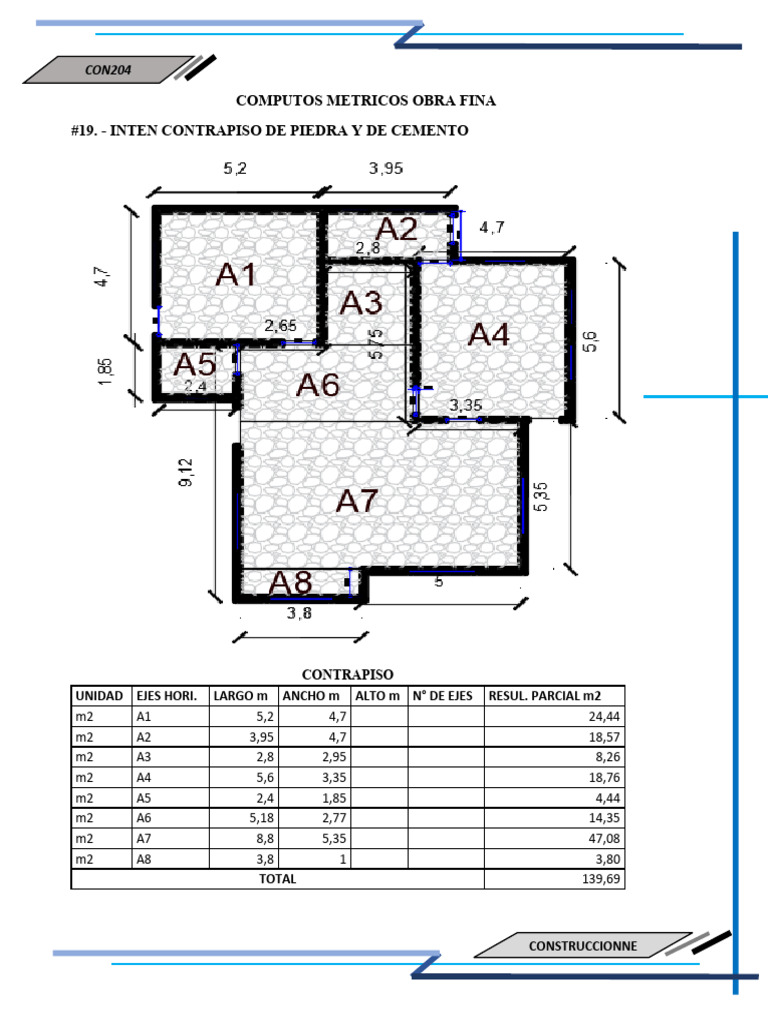 Computos Metricos Obra Fina | PDF