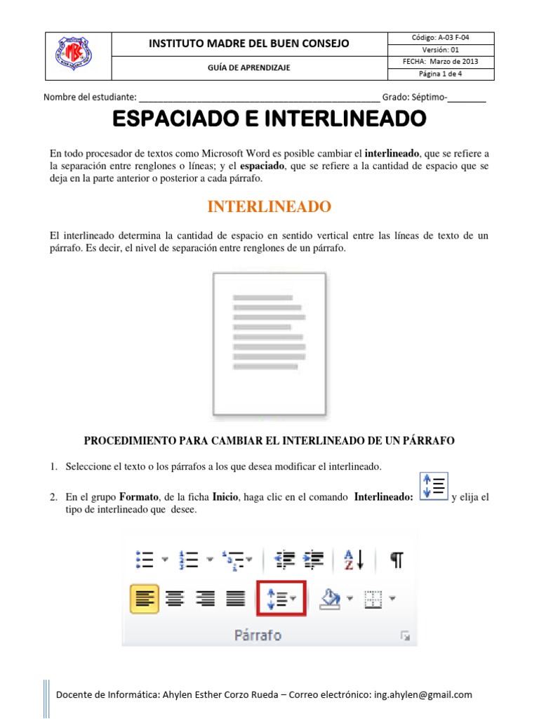 Guía de Interlineado y Espaciado en Word | PDF