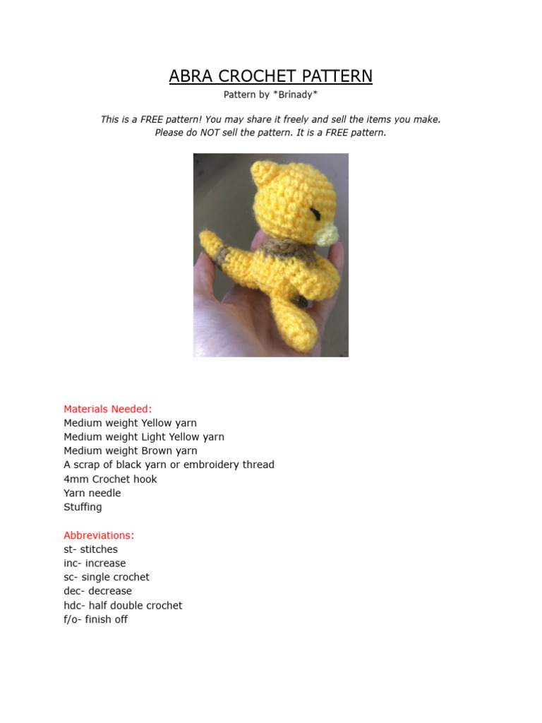 Abra Crochet Pattern by Brinady | PDF