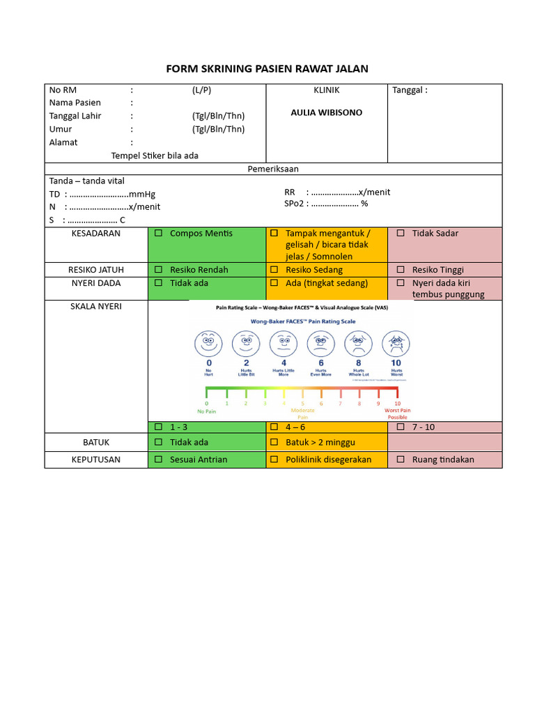 Form Skrining Pasien Rawat Jalan | PDF