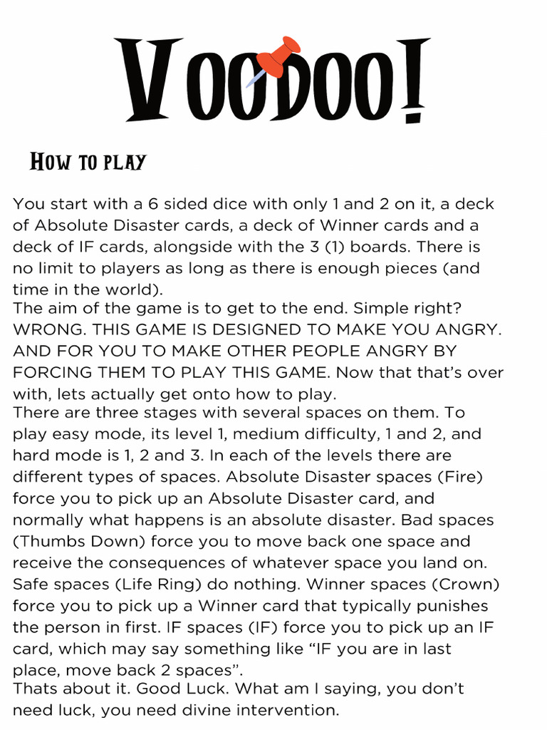 VOODOO! Guide Sheet | PDF
