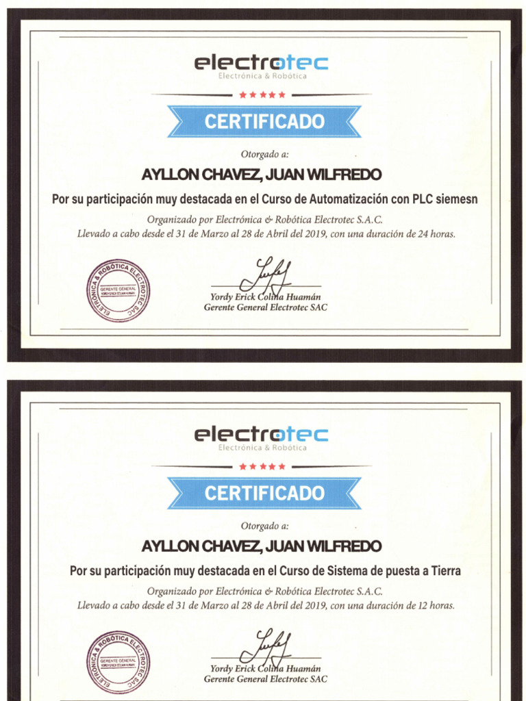 Certificados Electrotec | PDF