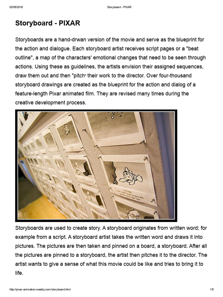 PIXAR-StoryBoard Example | PDF