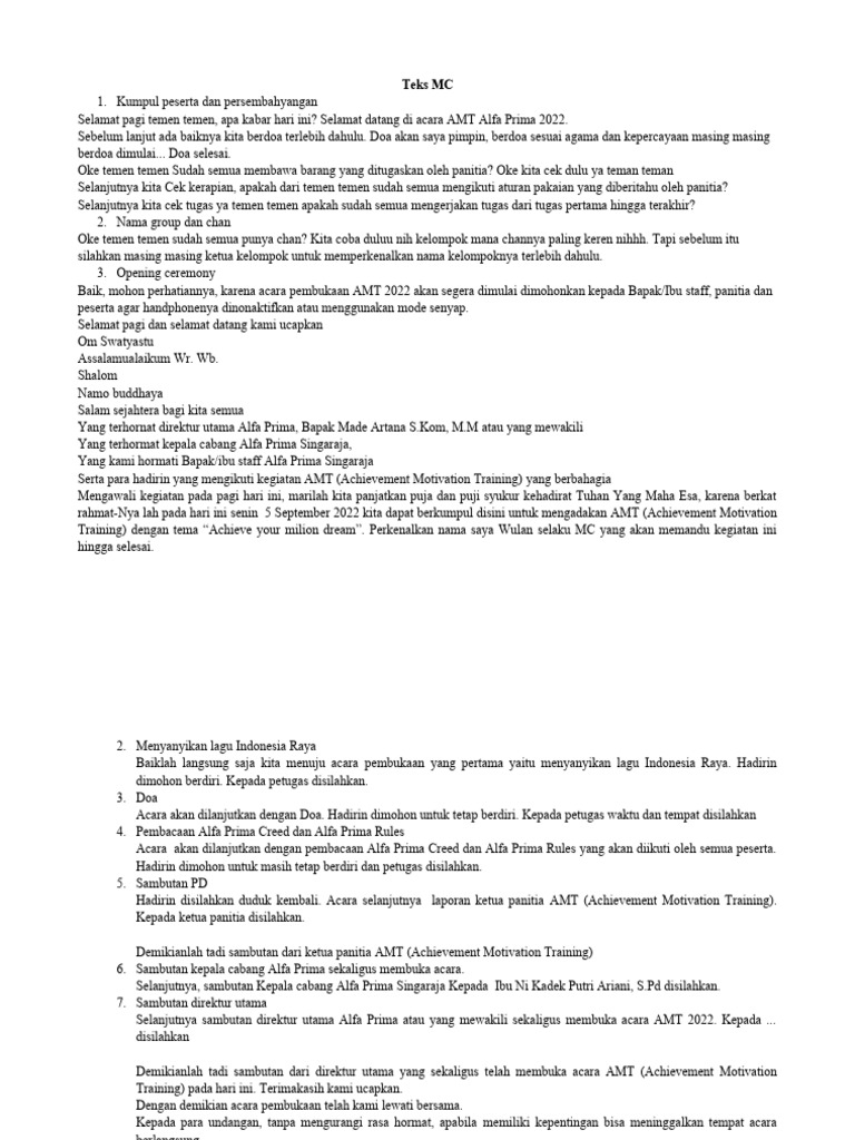 Teks MC AMT | PDF