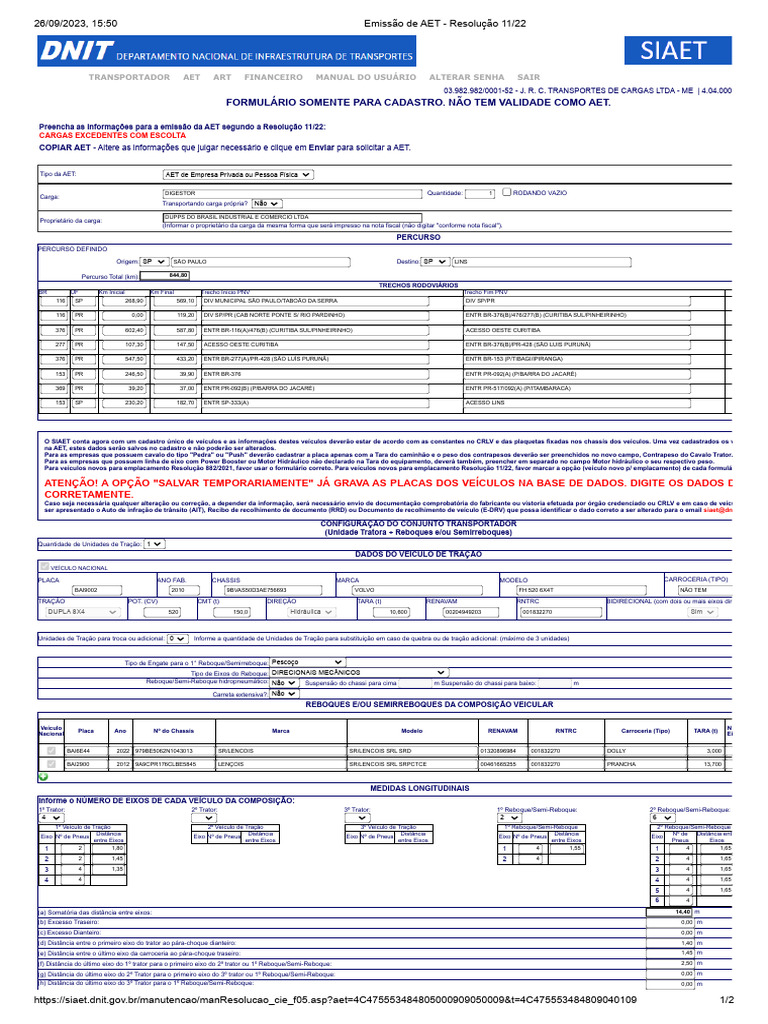 Emissão de AET - Resolução 11 - 22 | PDF