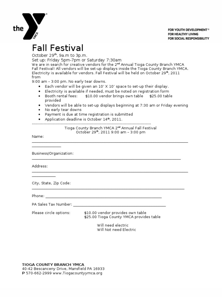 Fall Festival Vendor Reg | PDF | Law | Home & Garden
