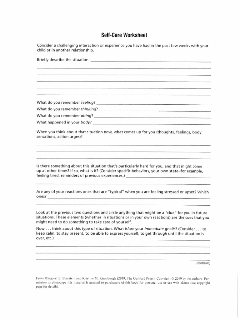 Self-Care Worksheet | PDF