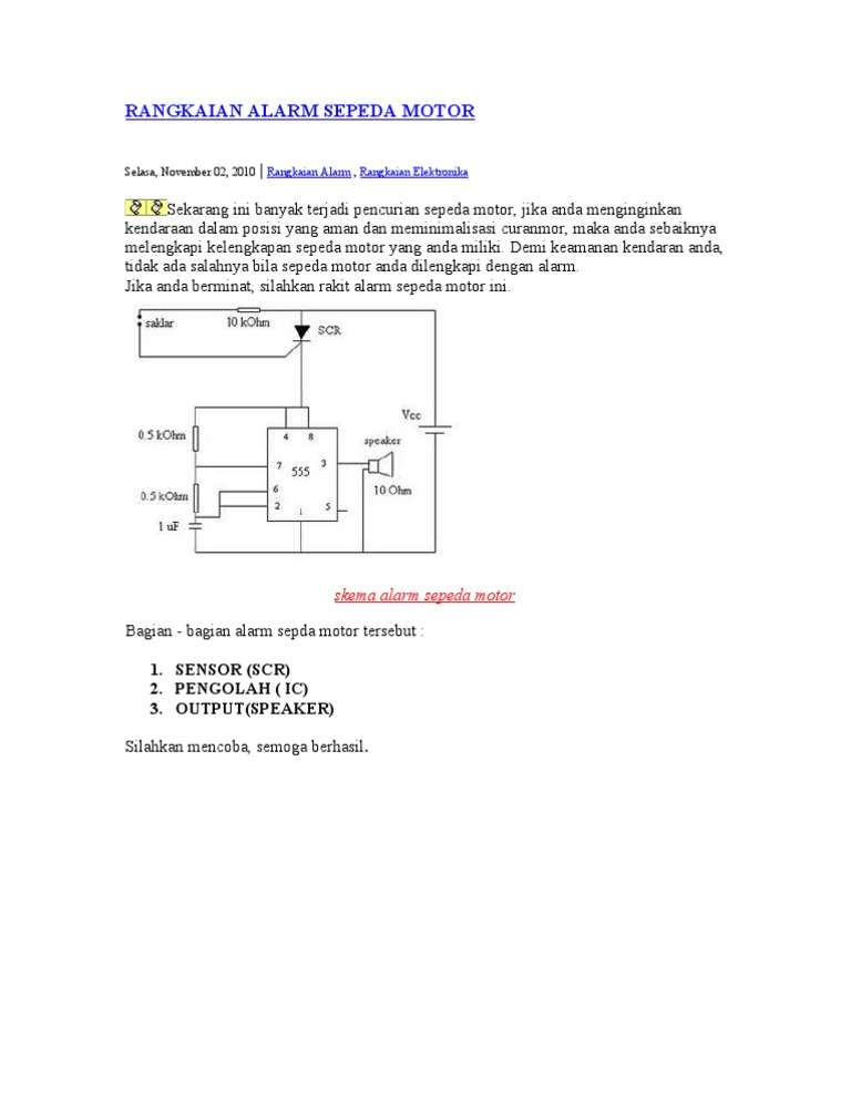 Skema Alarm Sepeda Motor Anti Maling | PDF