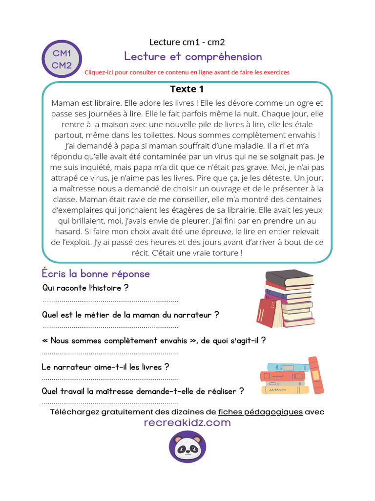 Lecture Comprehension Cm1 Cm2 | PDF