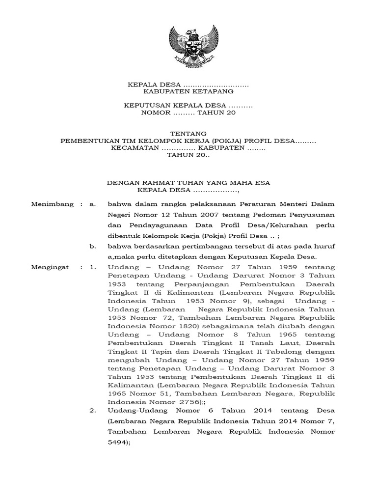 Sk-kades-pokja-profil Contoh SK Pokja (1) | PDF