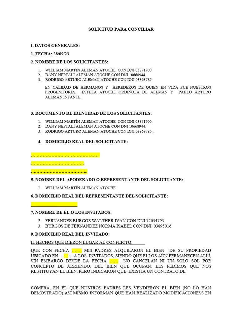 Solicitud para Conciliar | PDF