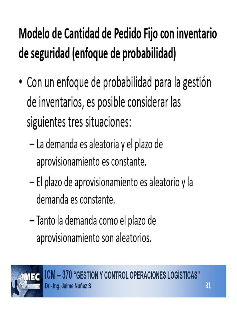 ICM370-UT5-2b Modelos Probabilisticos Inventario EOQ | PDF