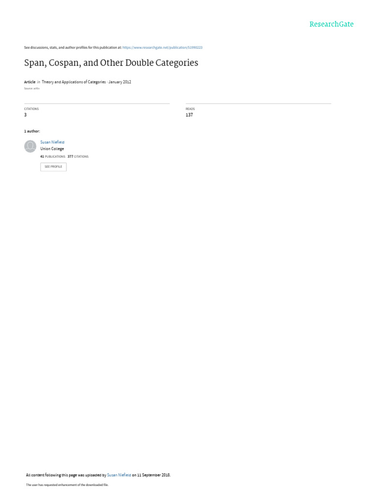 Span Cospan and Other Double Categories | PDF