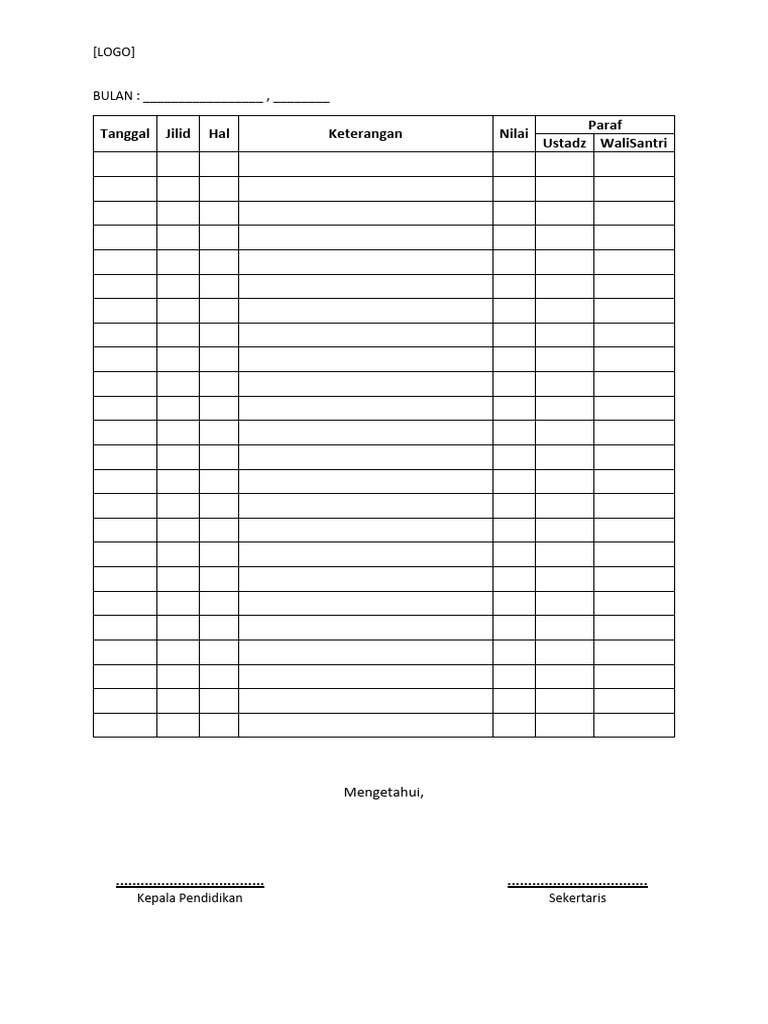 CONTOH LAPORAN PRESTASI SANTRI | PDF