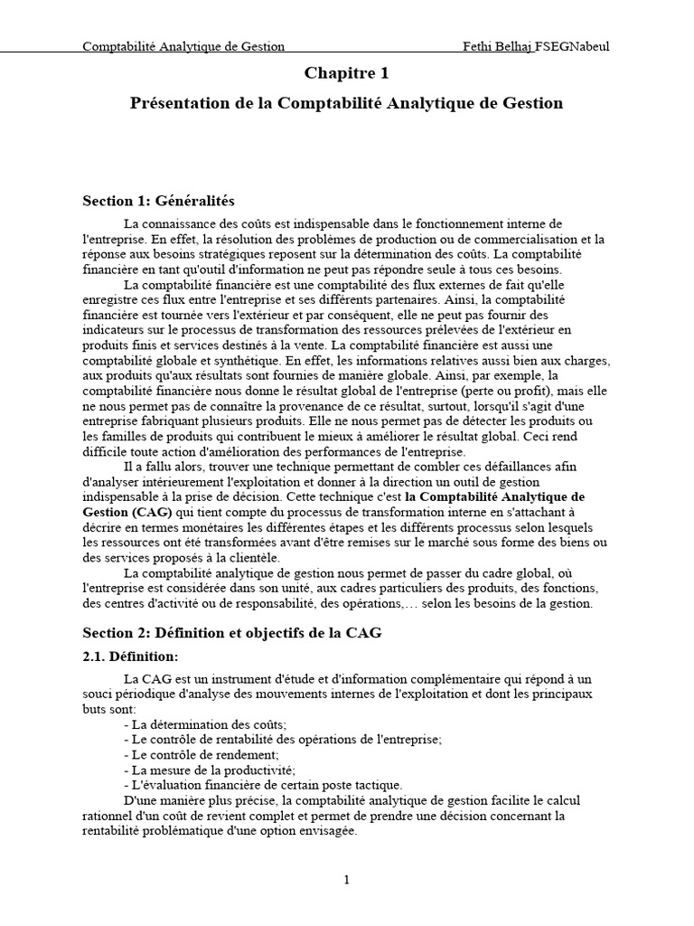 Chapitre 1 CAG-1 | PDF