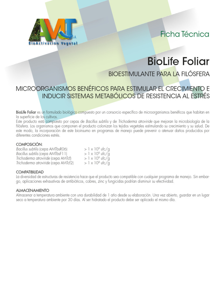 Ficha Técnica BioLife Foliar | PDF