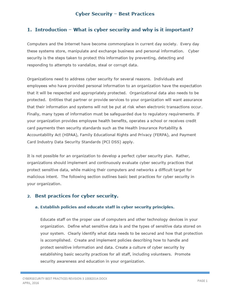 Cyber Security Best Practices | PDF
