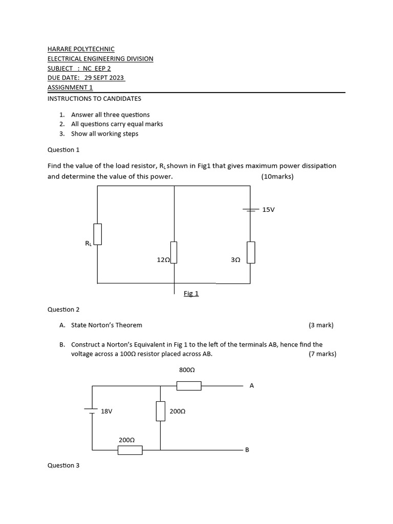 2023 Eep 2 NC Assignment 1 | PDF