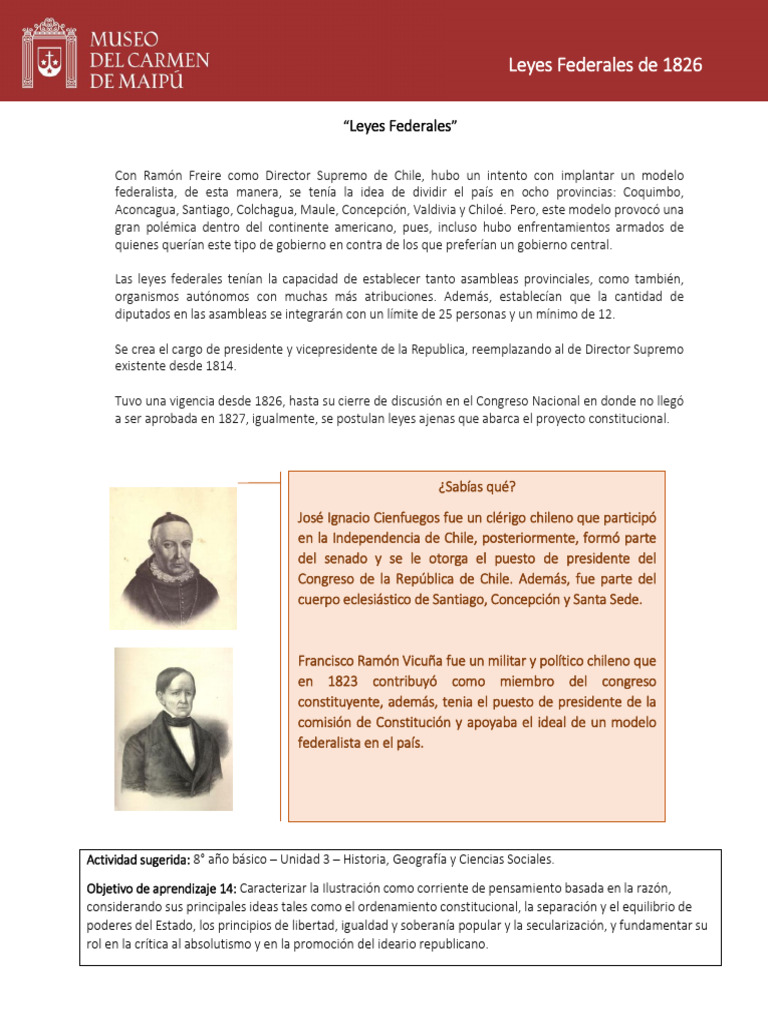 Leyes Federales de Chile 1826 | PDF