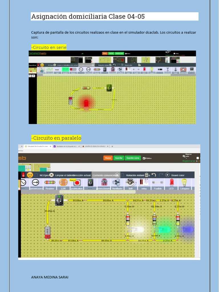 Captura de Pantalla de Los Circuitos Realizaos en Clase en El Simulador ...
