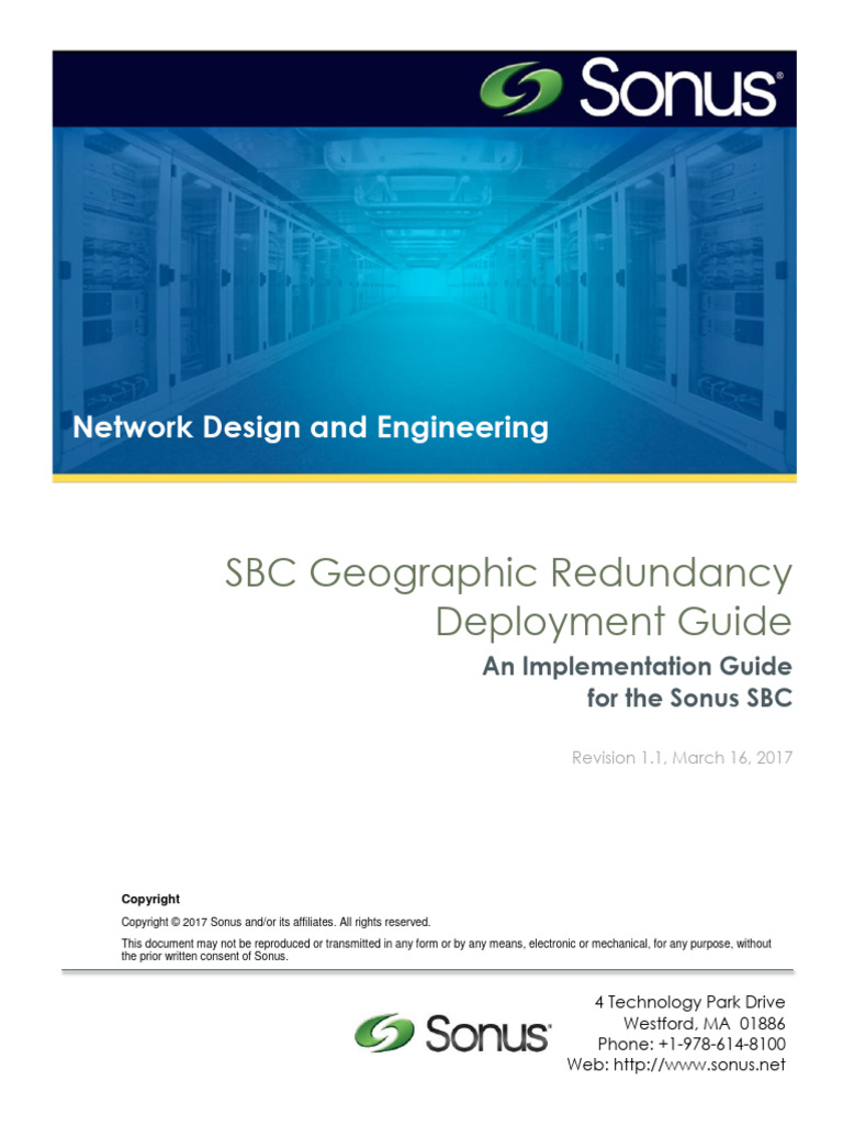 SBC Geographic Redundancy Deployment Guide | PDF | Computer Network | Session Initiation Protocol