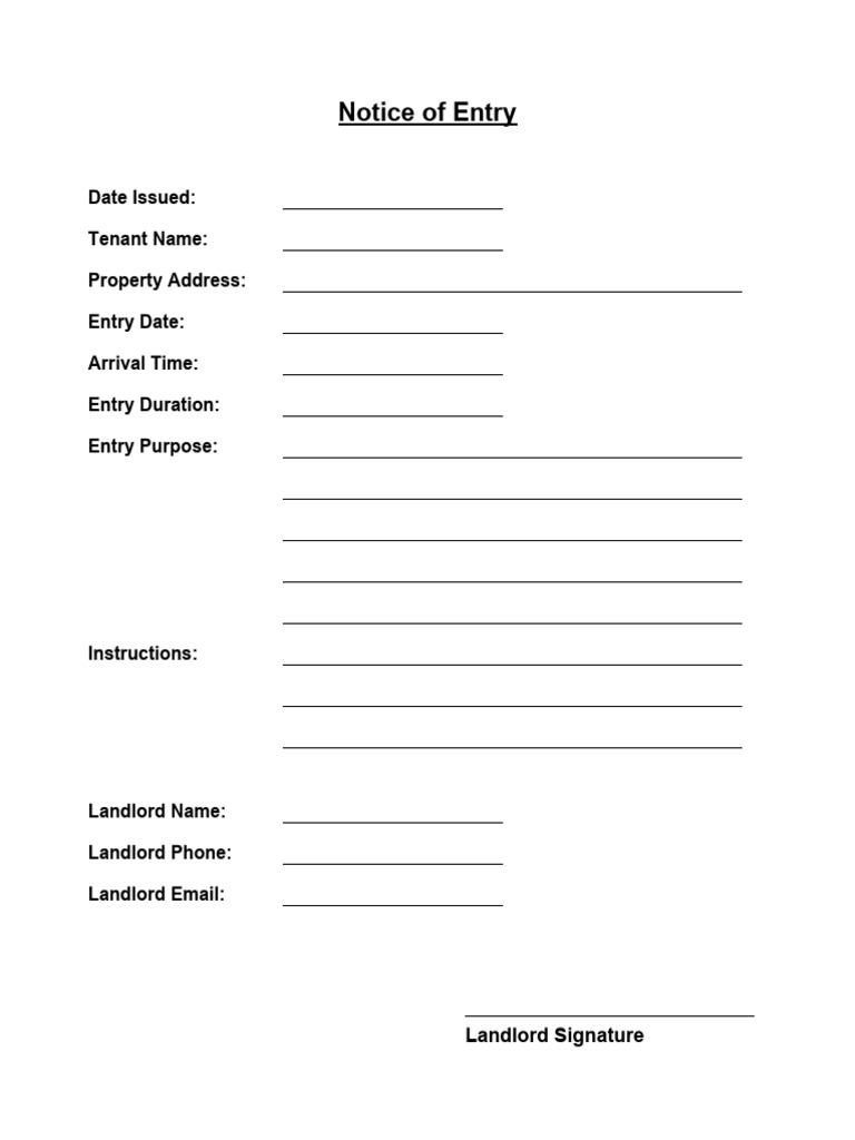 Notice To Enter (Blank) | PDF