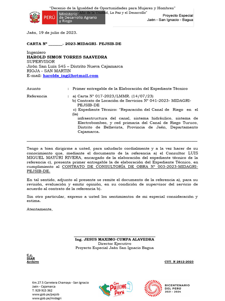 Carta Primer Entregable | PDF