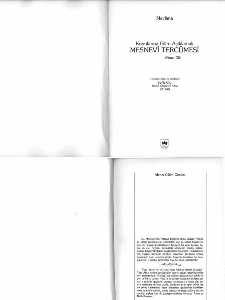 Mesnevi Serhi Sefik Can Cilt 06 | PDF