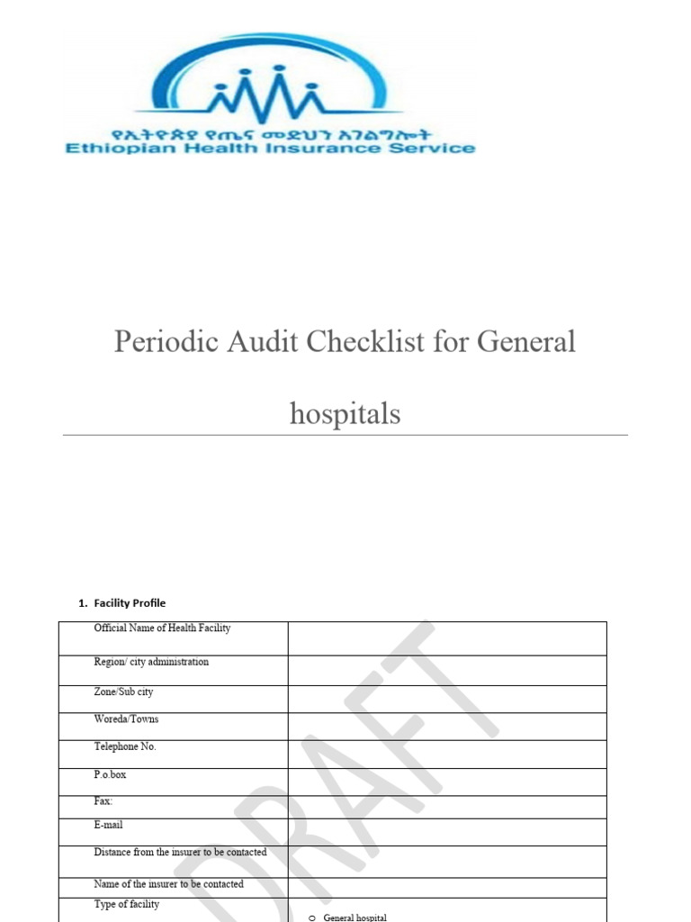 Periodic Audit Checklist for Hospitals | PDF