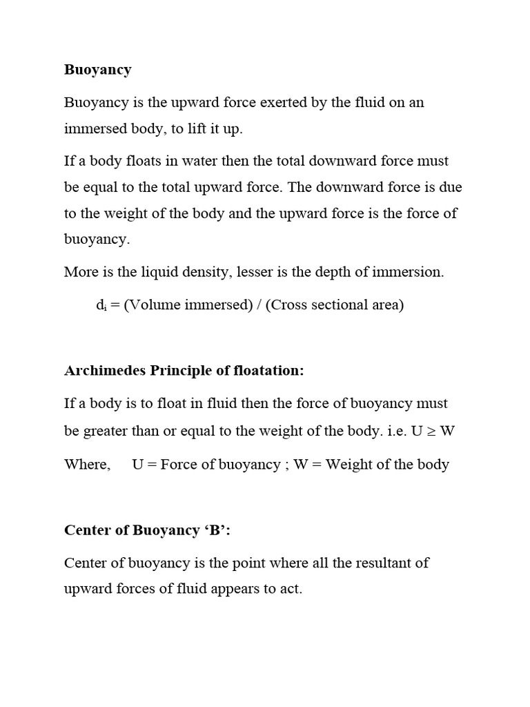 Lect.9.FM-I. Buoyancy | PDF