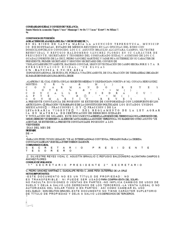 Comisariado y Consejo Ejidal Tepex | PDF