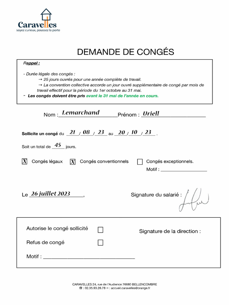 Imprimer Des Demandes De Congés Payés – VRIMCA