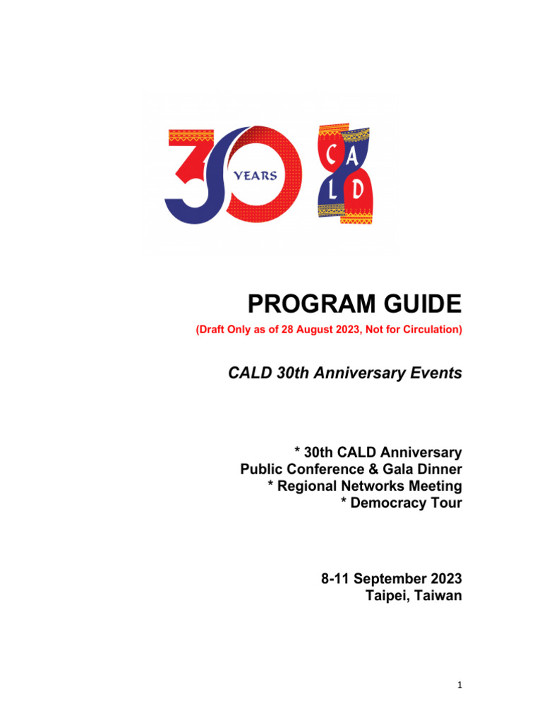 Concept Note & Draft Program - CALD 30th Anniversary Events (8-11 ...