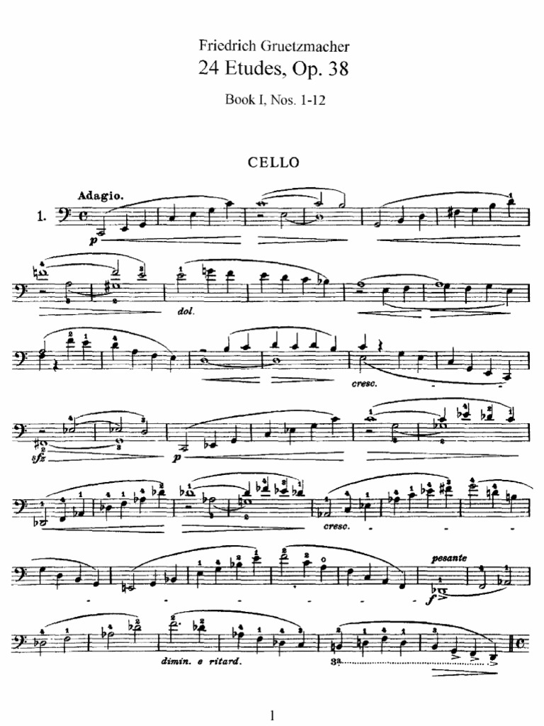 Grützmacher - 24 Etudes Op.38 For Cello Book 1 & 2 | PDF