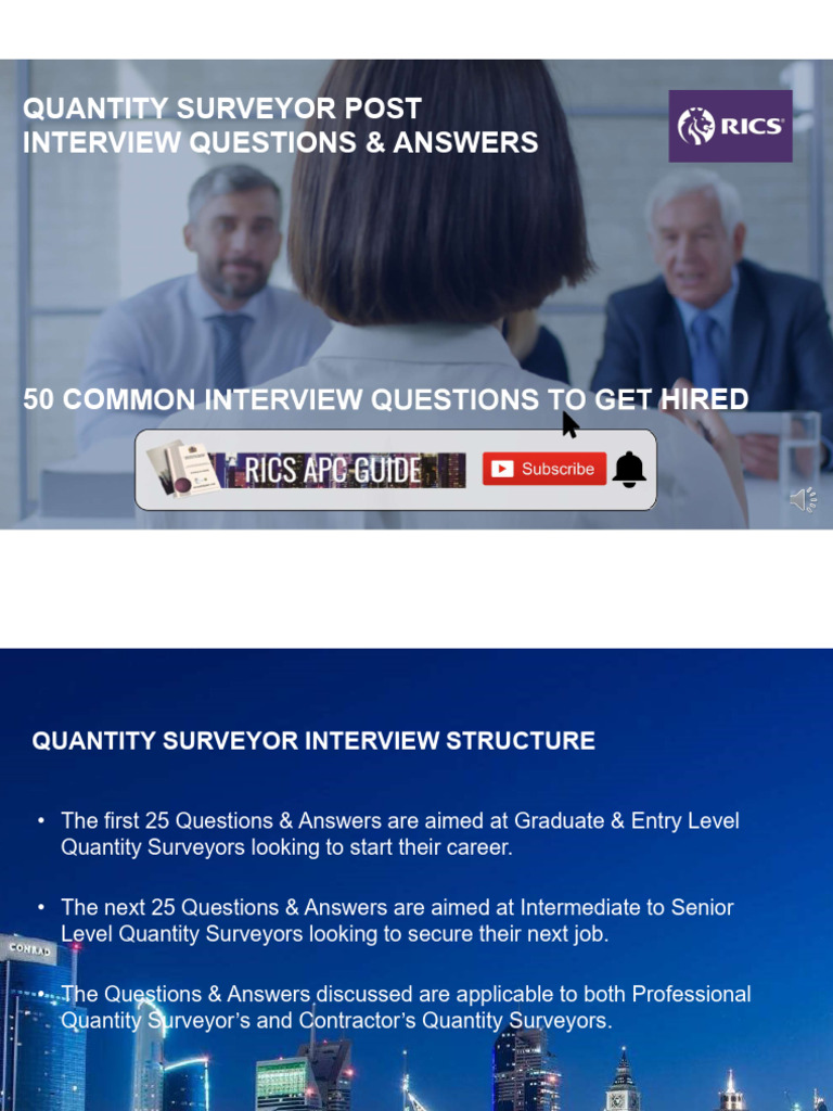 Quantity Surveyor Interview Guide: Q&A | PDF | Business | Finance ...