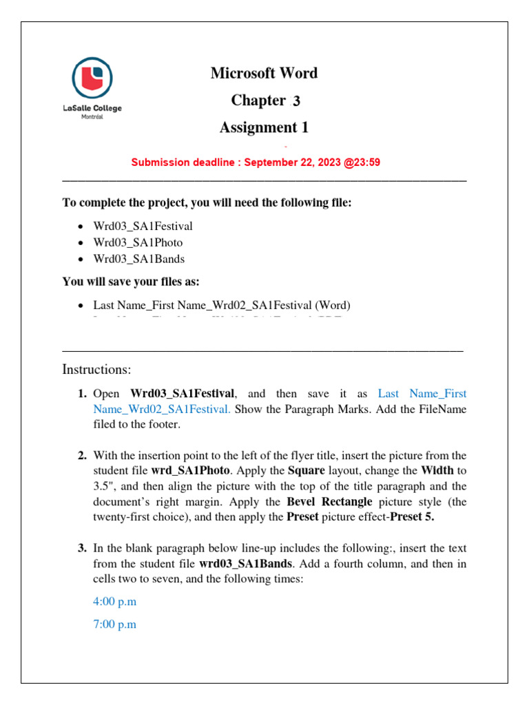 CH - 3 Word Assignment - 1 Instruction | PDF