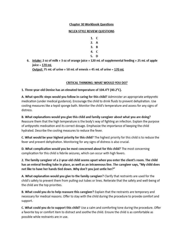 NCLEX Workbook: Pediatric Care | PDF