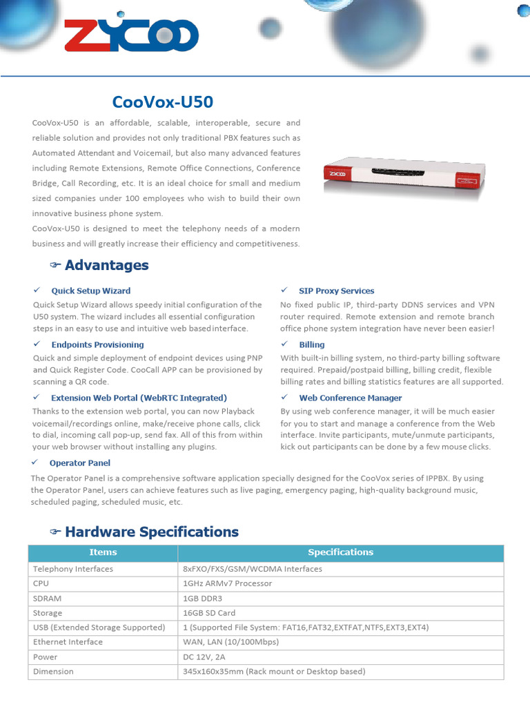 Datasheet CooVox-U50 | PDF