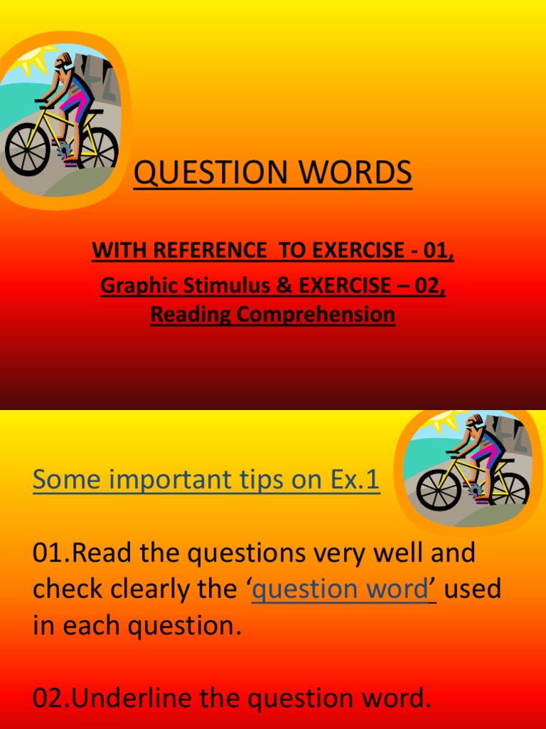 Question Words: With Reference To Exercise - 01, Graphic Stimulus ...