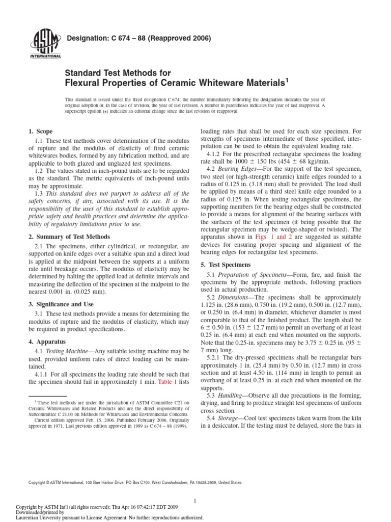 Astm C674-88 (2006) | PDF