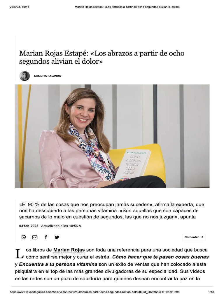 Marian Rojas Estapé - Los Abrazos A Partir de Ocho Segundos Alivian El ...